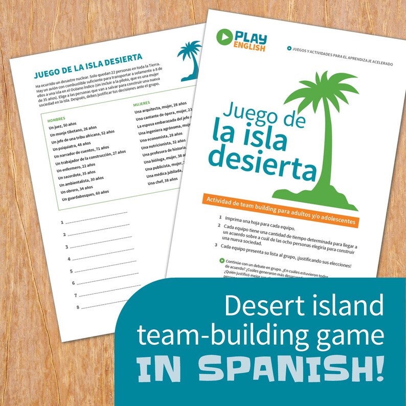 Desert Island Spanish Printable Game, Team-building Activity - Etsy