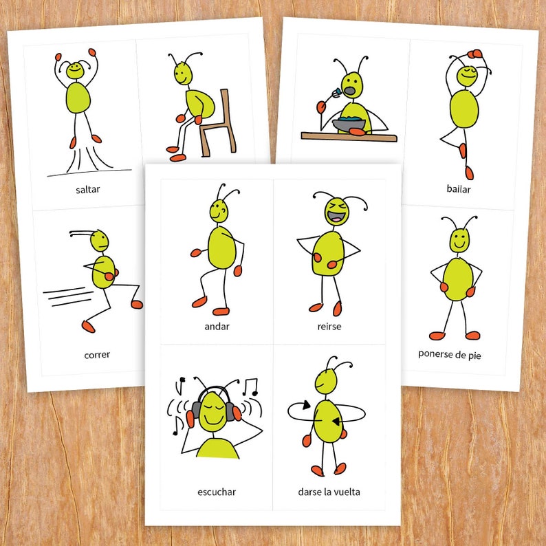 Simon Says Flashcards – Basic Spanish Verbs With Fun, Original ...