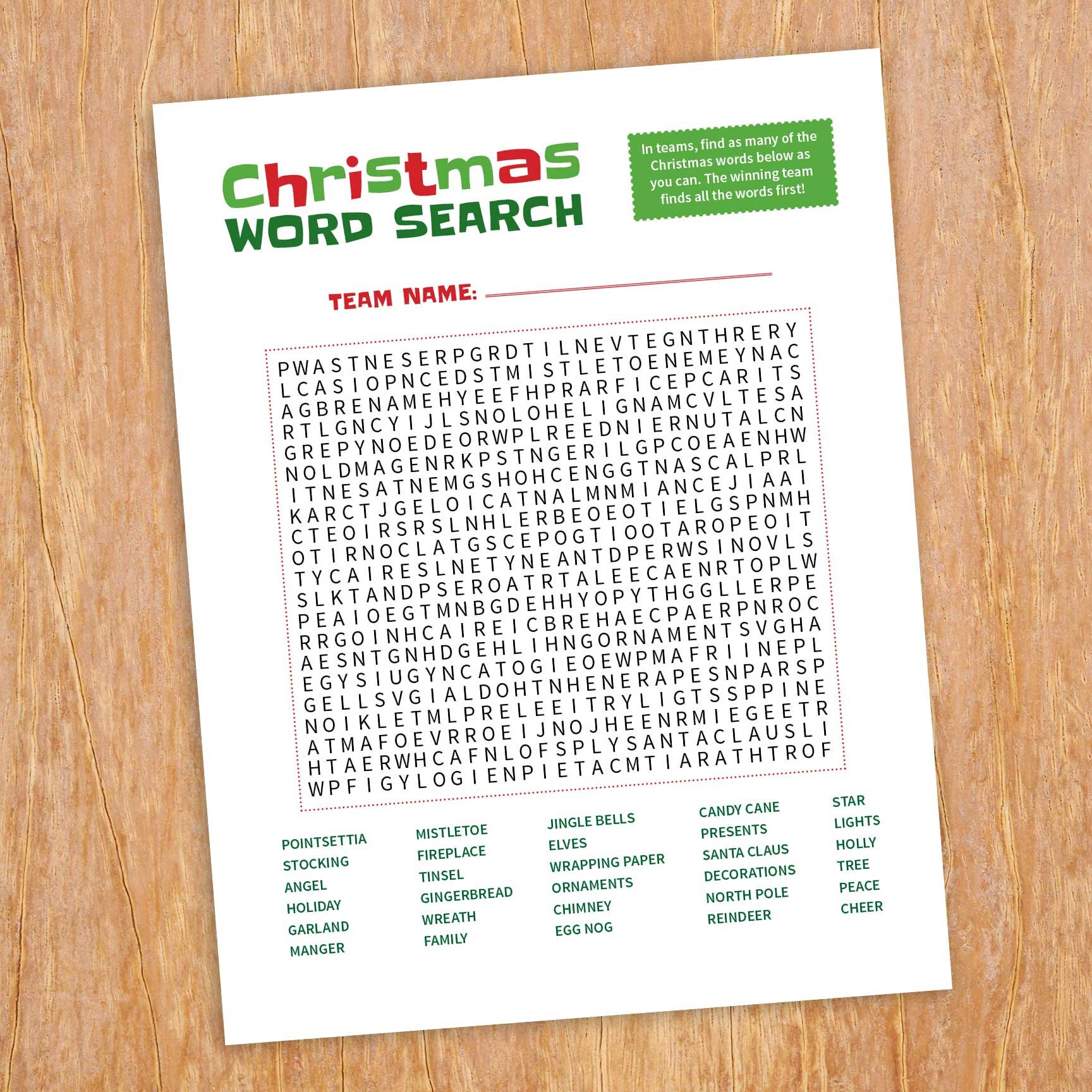 Christmas Word Search Printable Holiday Word Game - Etsy