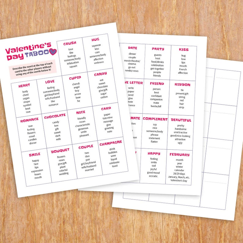 Valentine's Day Taboo Game - Etsy