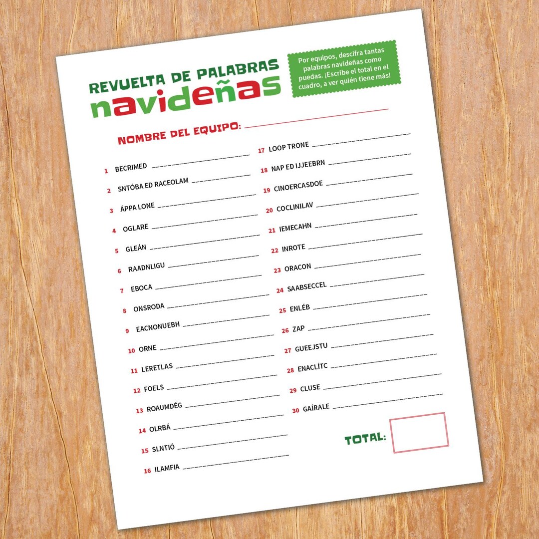 Spanish Christmas Word Scramble, Printable Holiday Activity En Español ...