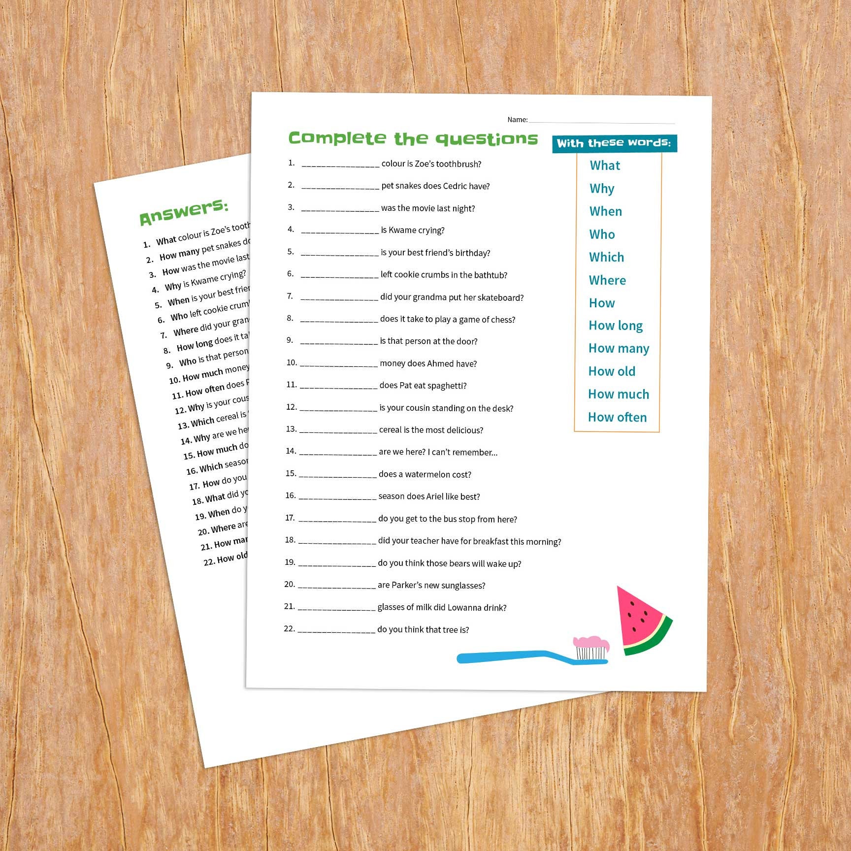 Hoja De Trabajo Con Preguntas Wh Making Questions In Spanish PDF
