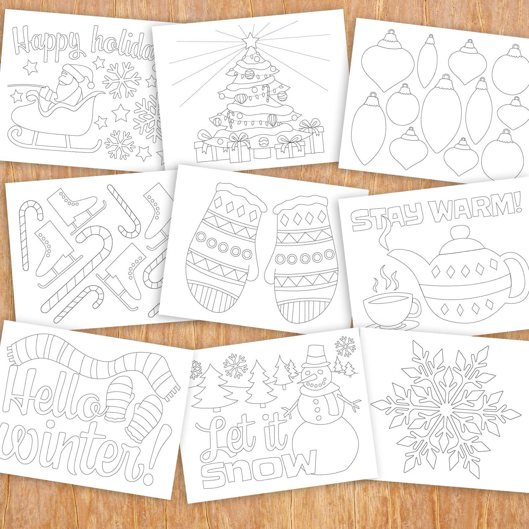 Christmas/winter Colouring Sheets, Holiday Coloring Pages - Etsy