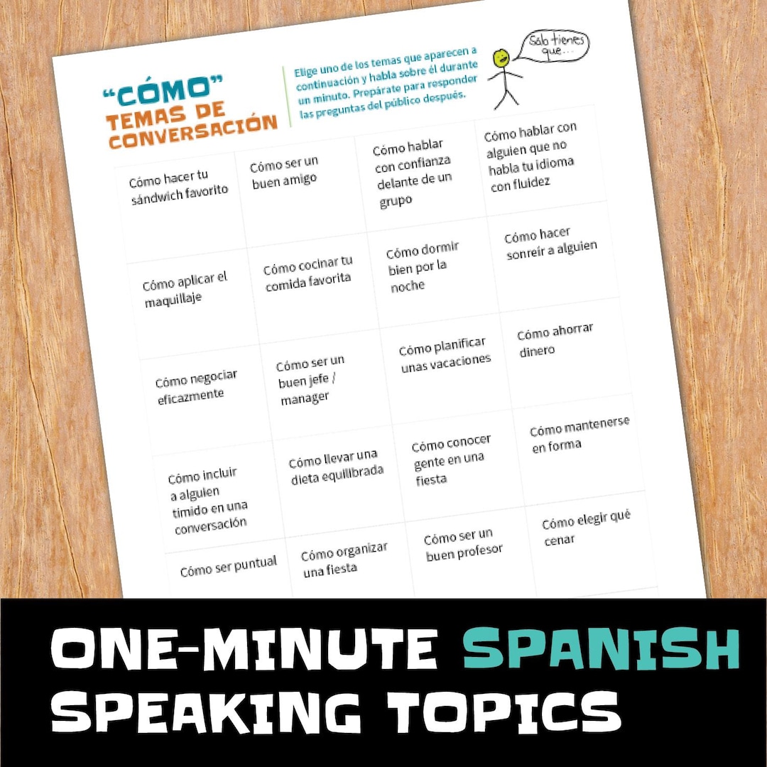 Spanish Speaking Activity, 24 'how-to' One-minute Topics - Etsy
