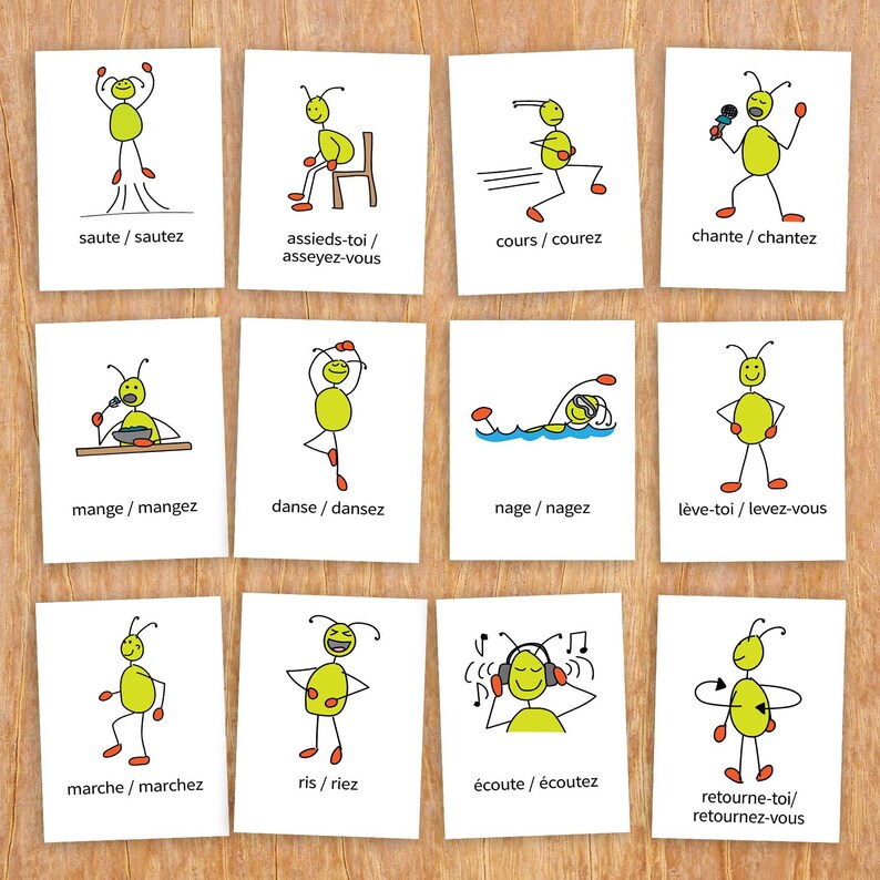 Simon Says French Flashcards – Basic French Verbs With Fun, Original ...