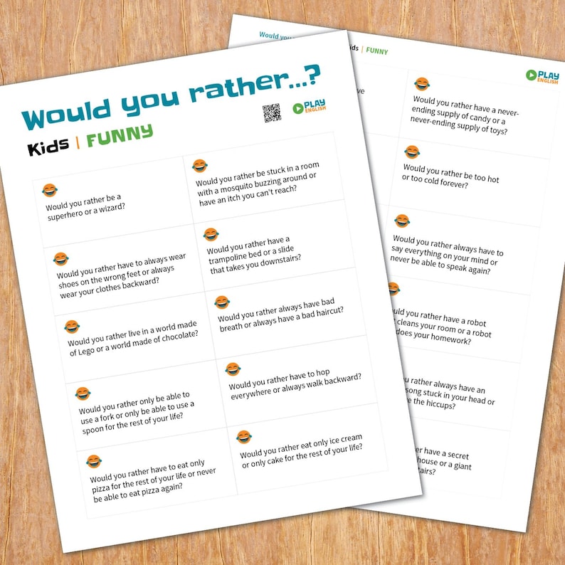 Would You Rather Cards, Printable Activity for Kids and Pre-teens - Etsy