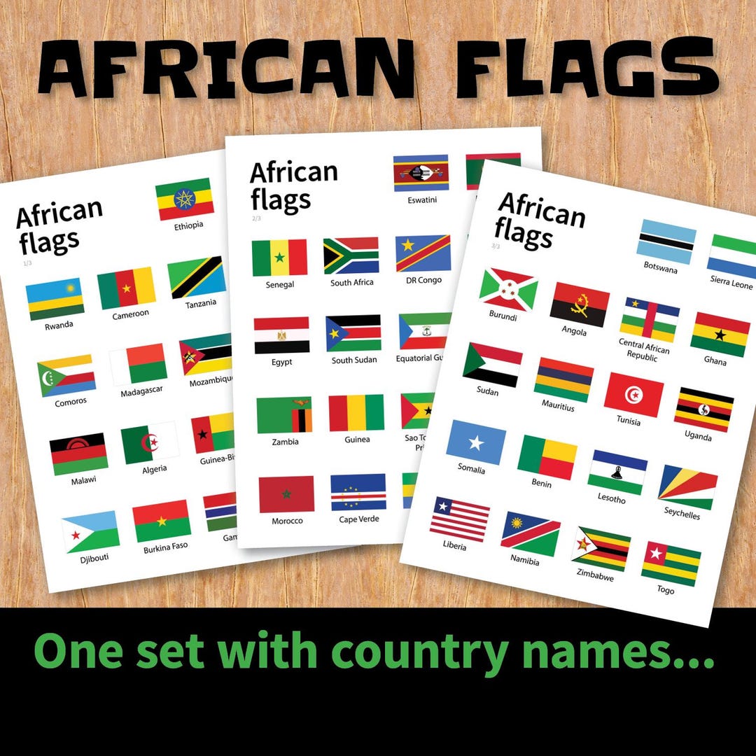 African Flag Worksheets, Printable Africa Activity - Etsy