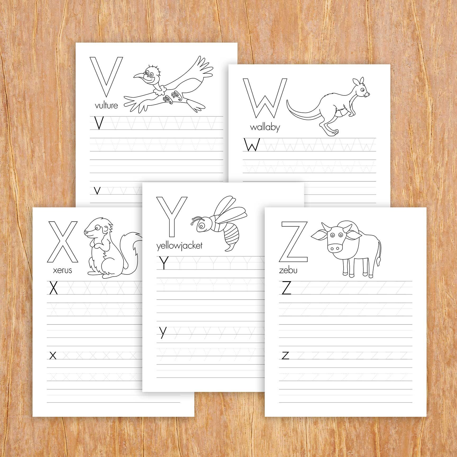 Full Alphabet Tracing Sheets, Printable Tracing Worksheets, Animal ...