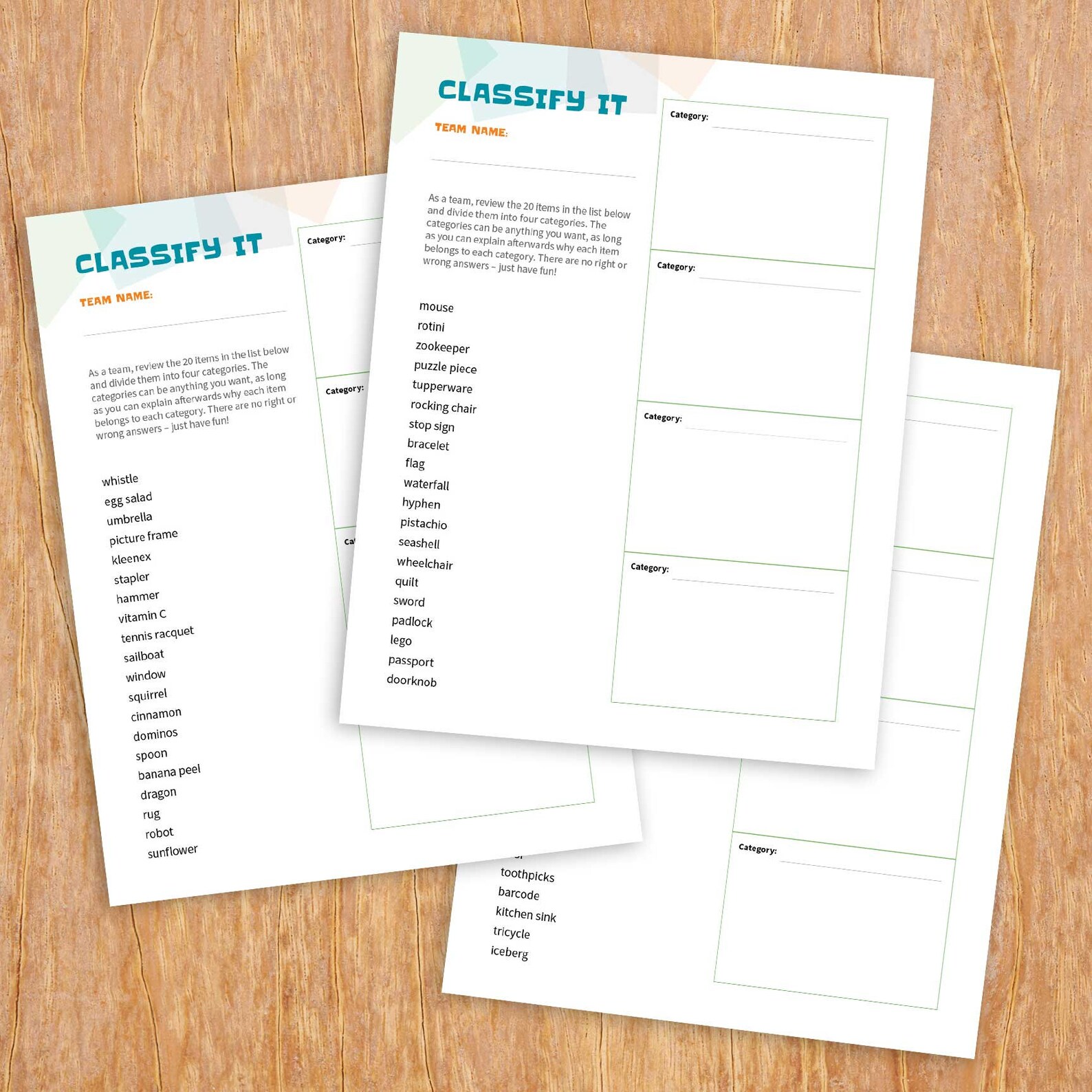 Team-building Game, Classify It, Printable Collaboration Game - Etsy