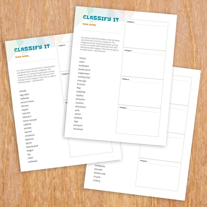 Team-building Game, Classify It, Printable Collaboration Game - Etsy