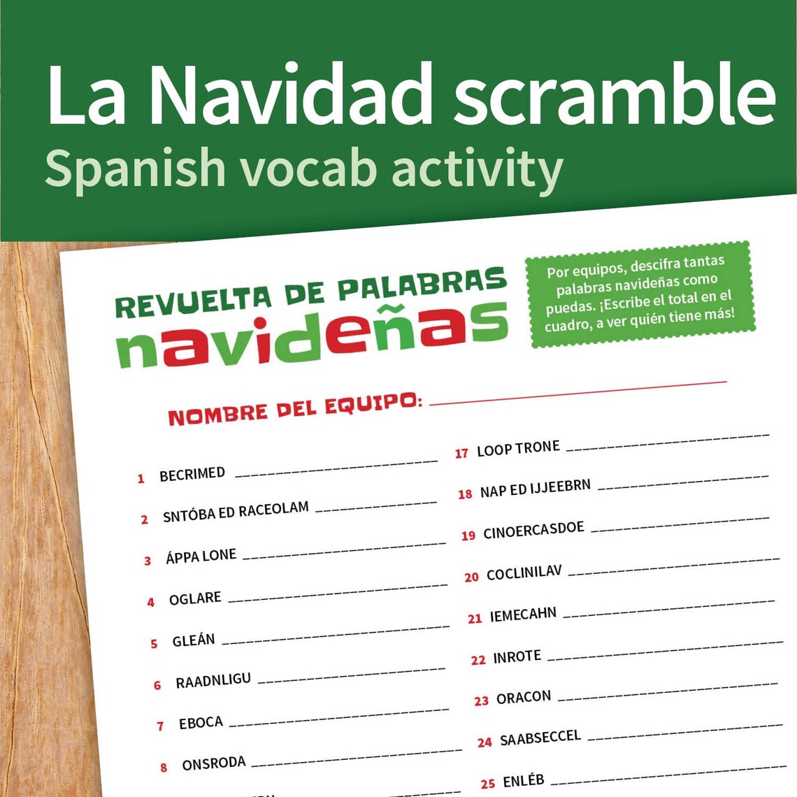 Spanish Christmas Word Scramble Printable, La Navidad Holiday Party ...