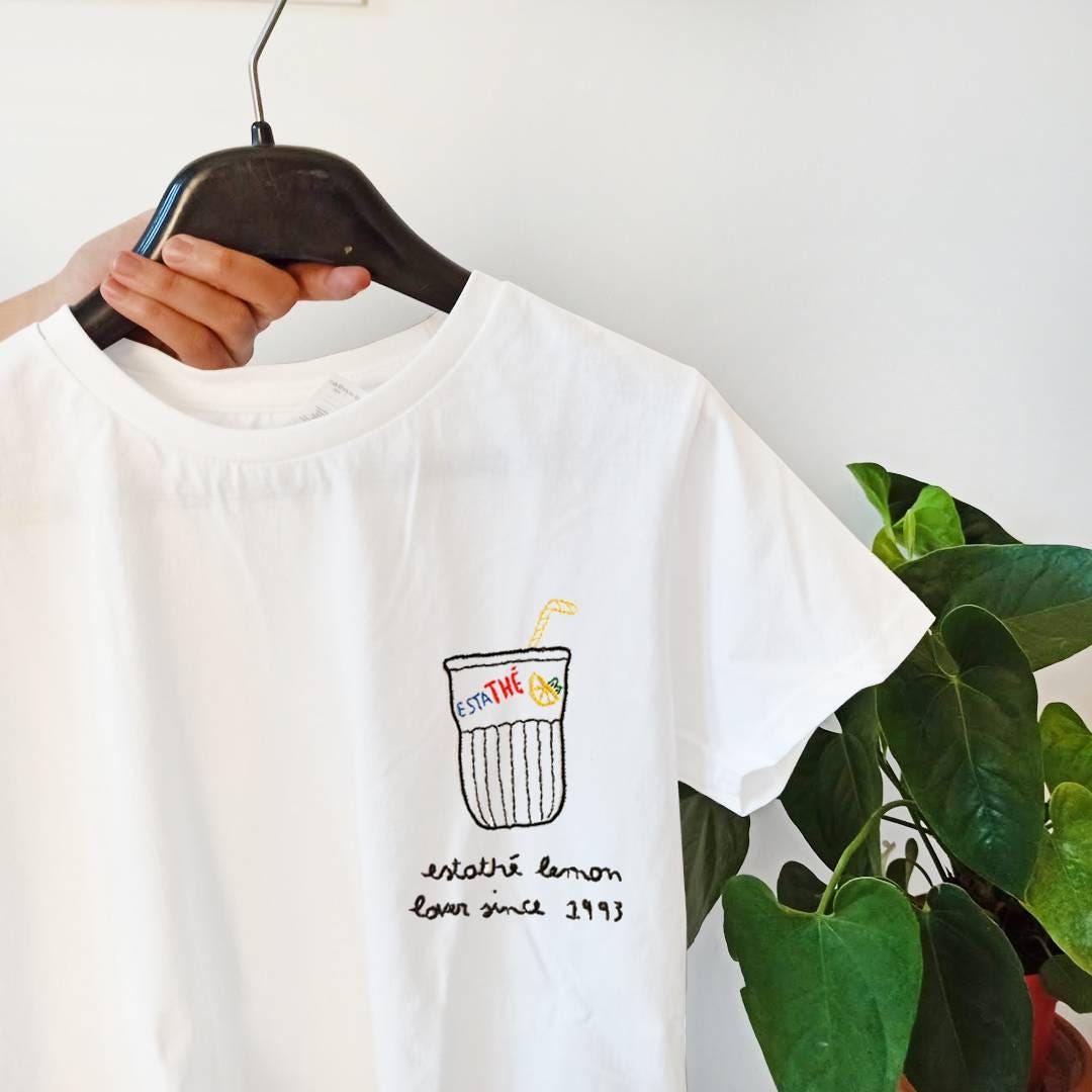 Estathè Lover Since [year] Hand-embroidered T-shirt, Personalized T ...
