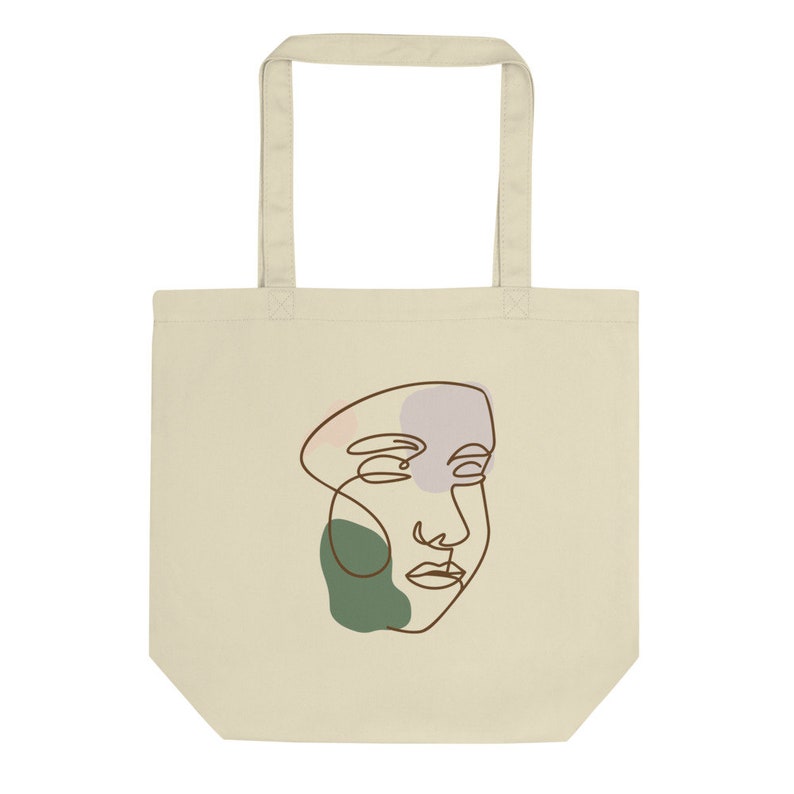 Face Line Art Tote Bag: Organic Cotton Abstract Bag - Etsy