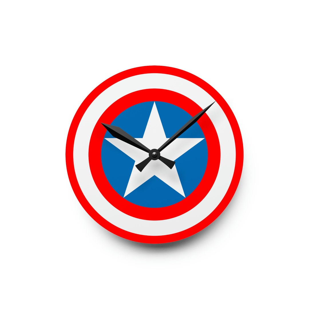 Captain America Clock (2 Sizes) - Acrylic Wall Clock - Etsy