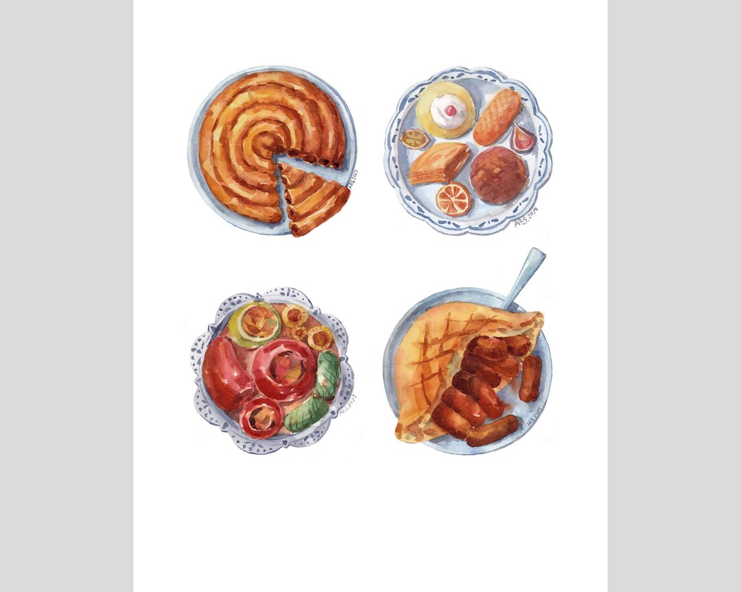 Balkan Cuisine Print, Bosnia Food, Serbia Kitchen, Montenegro Art ...