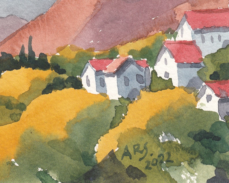 Bosnia Poster by Original Watercolor Painting, Bosnian Village Drežnica ...