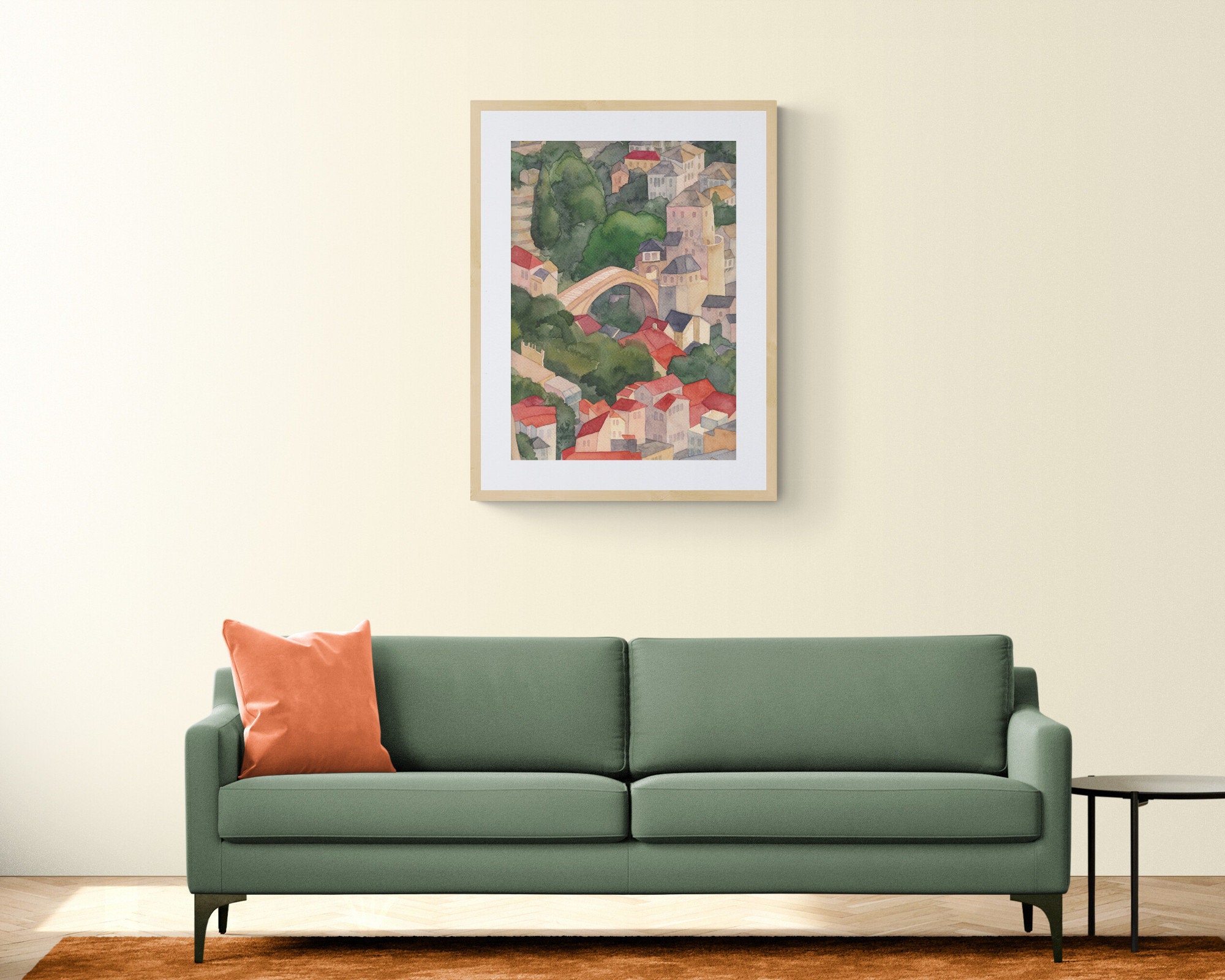 Mostar Painting Bosnia Art Print of Original Watercolor Old - Etsy