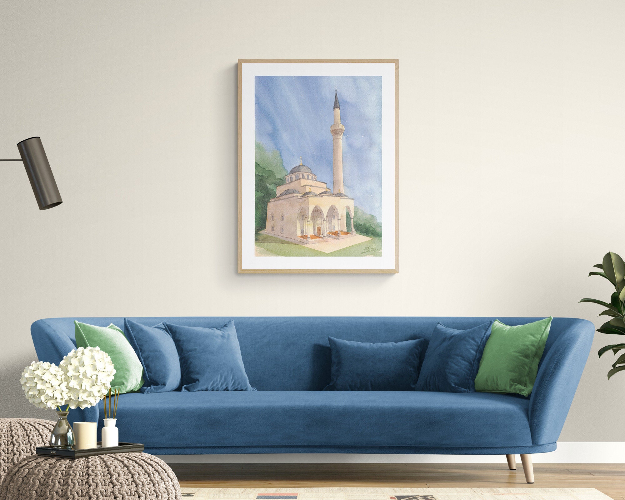 Bosnia Art Ferhadija Banja Luka Mosque Landscape Poster of - Etsy