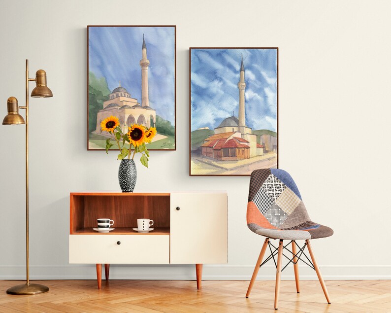 Bosnia Art Ferhadija Banja Luka Mosque Landscape Poster of - Etsy
