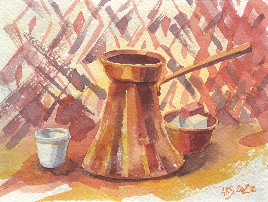 Bosanska Kava, Bosnian Coffee Poster of Original Watercolor Painting ...
