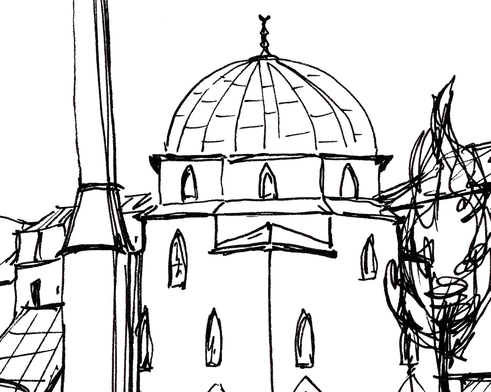 Islamic Wall Art, Mosque Art Print of Hand Drawn Sketch, Bosnia Poster ...