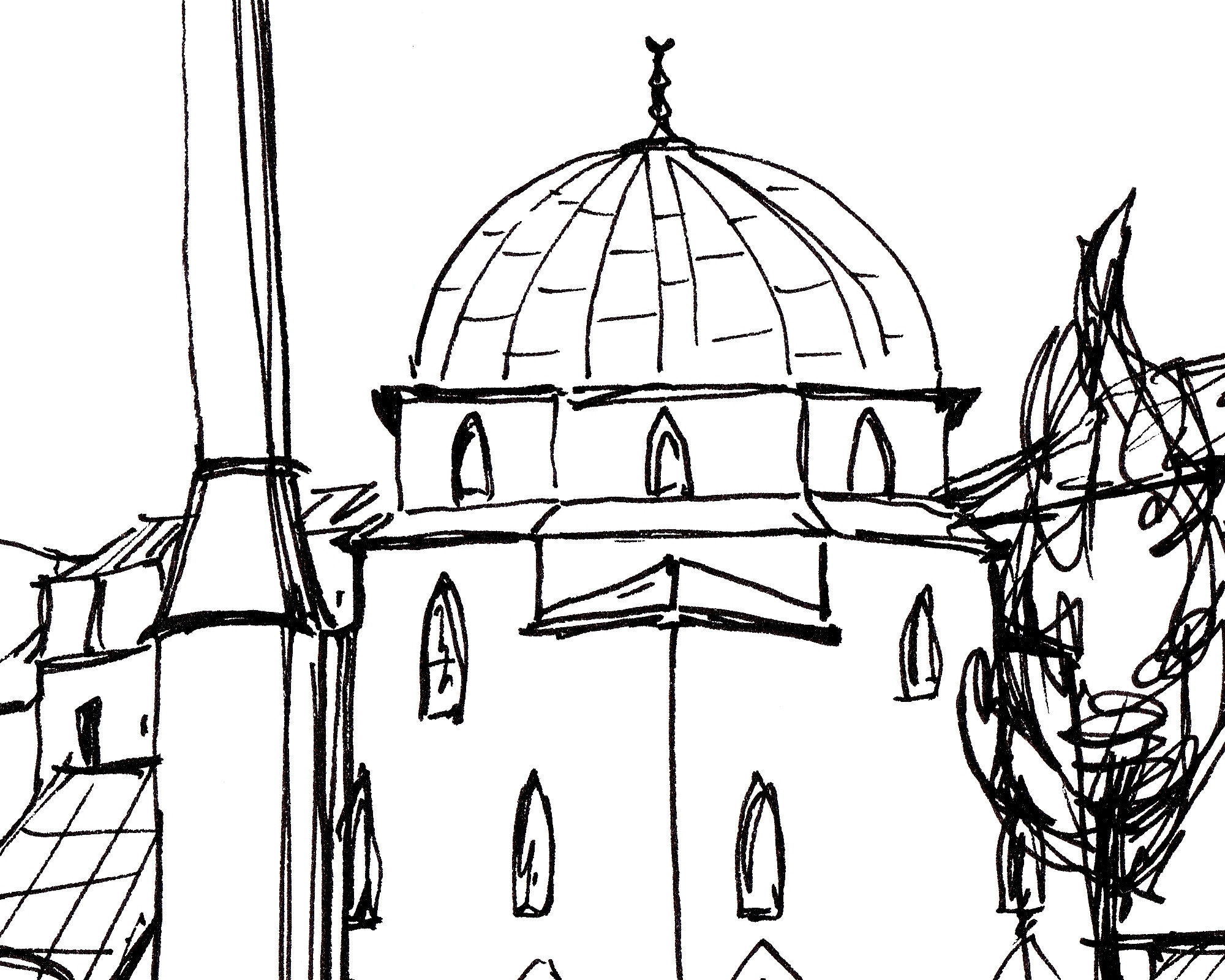 Islamic Wall Art, Mosque Art Print of Hand Drawn Sketch, Bosnia Poster ...