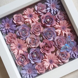 Personalised Name and Initial, Shadow Box Frame, Hand Rolled Paper Flowers, 3d Shadow Box Frame ...
