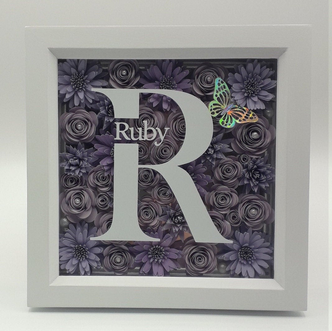 Personalised Name and Initial Shadow Box Frame Hand Rolled - Etsy UK