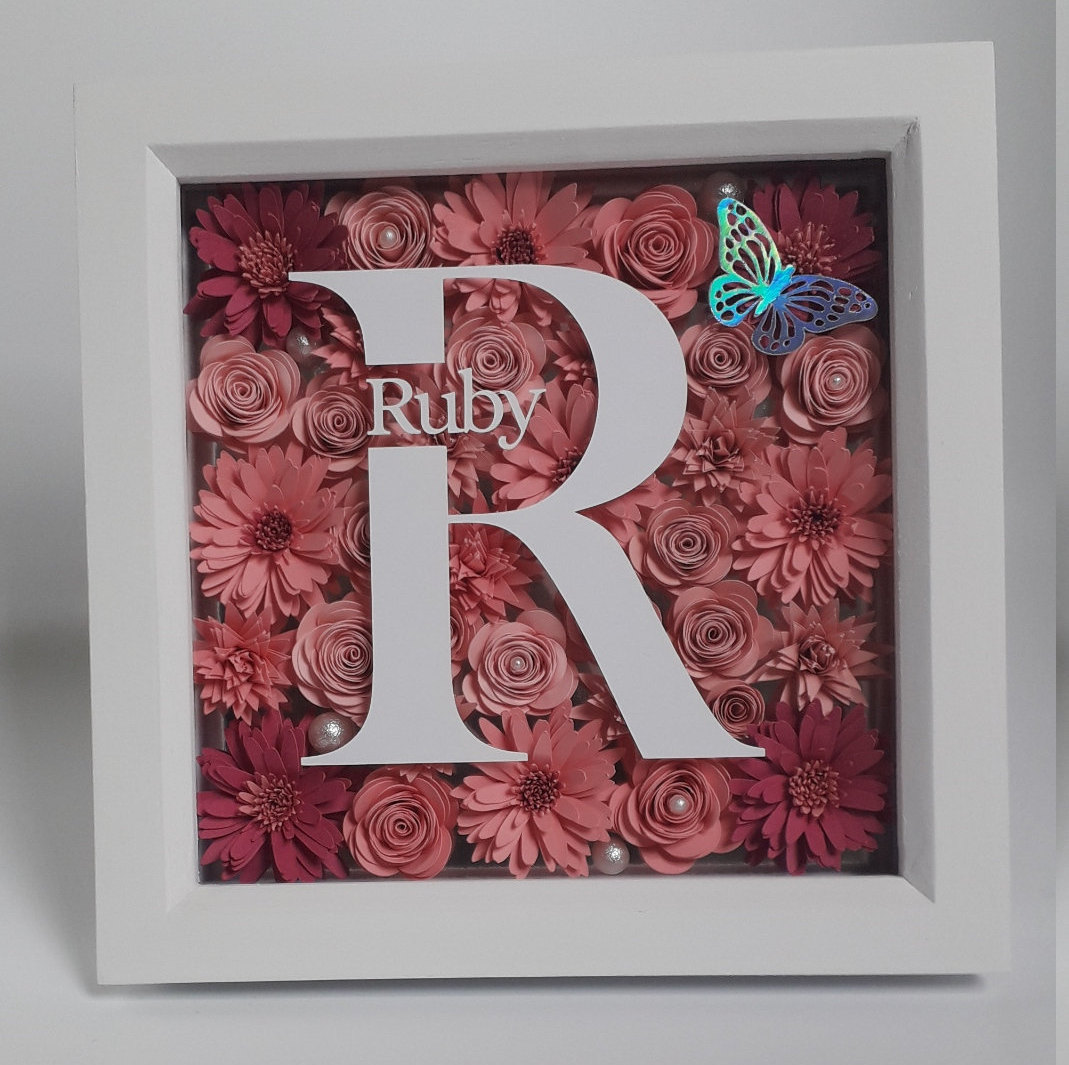 Personalised Name and Initial Shadow Box Frame Hand Rolled - Etsy UK