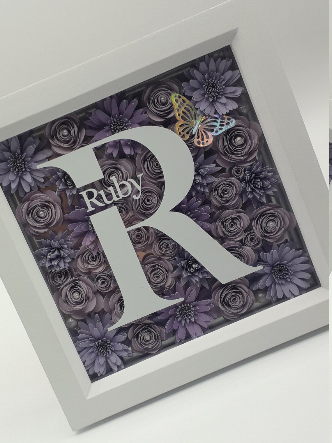 Personalised Name and Initial Shadow box frame Hand rolled | Etsy