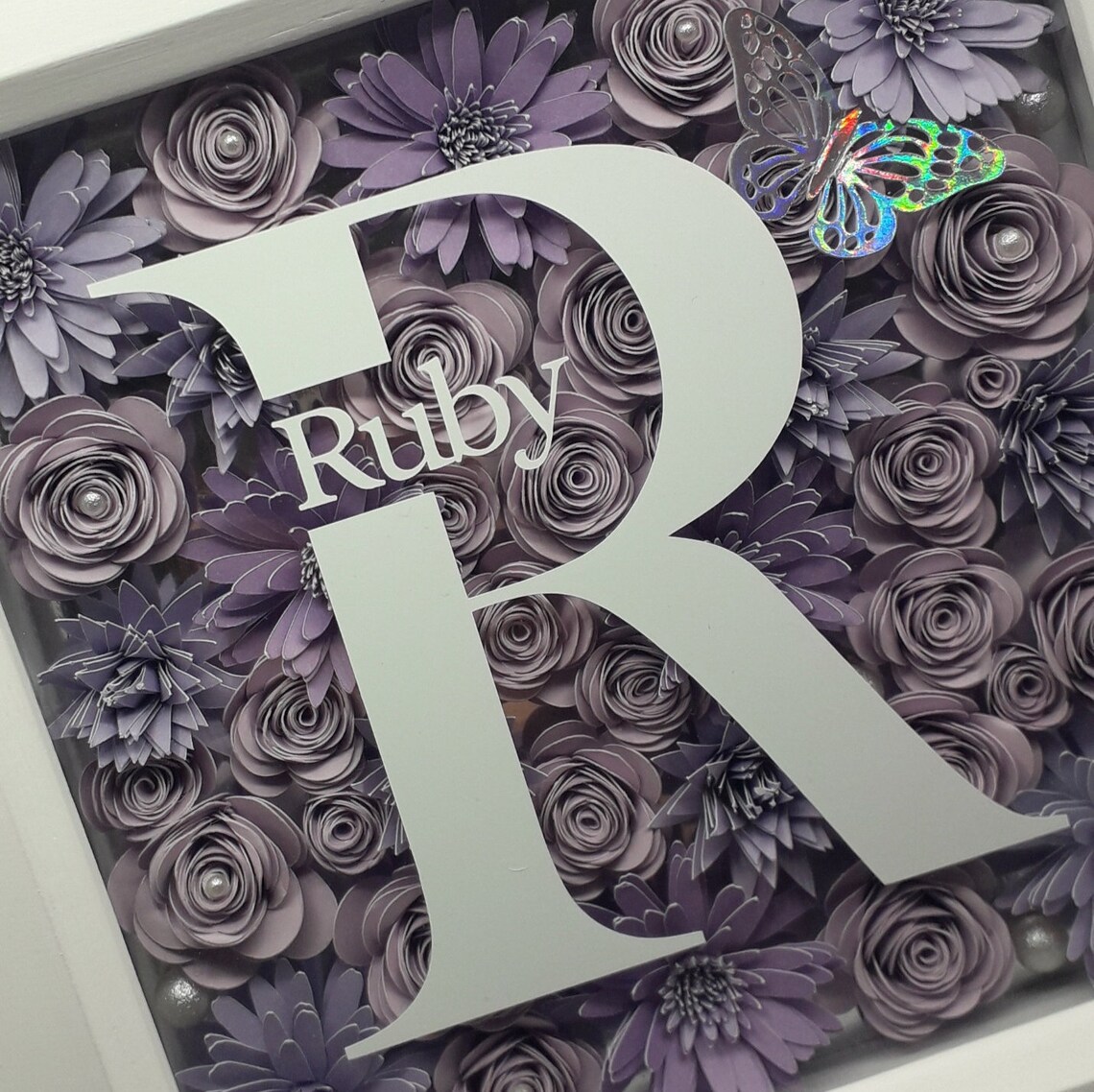 Personalised Name and Initial Shadow Box Frame Hand Rolled | Etsy UK