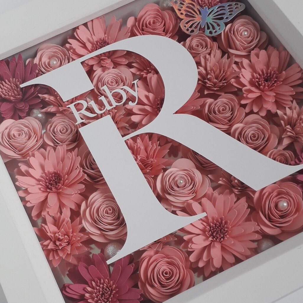 Personalised Name and Initial Shadow Box Frame Hand Rolled - Etsy UK