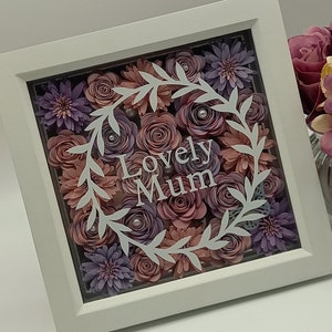 Personalised Name and Initial, Shadow Box Frame, Hand Rolled Paper Flowers, 3d Shadow Box Frame ...
