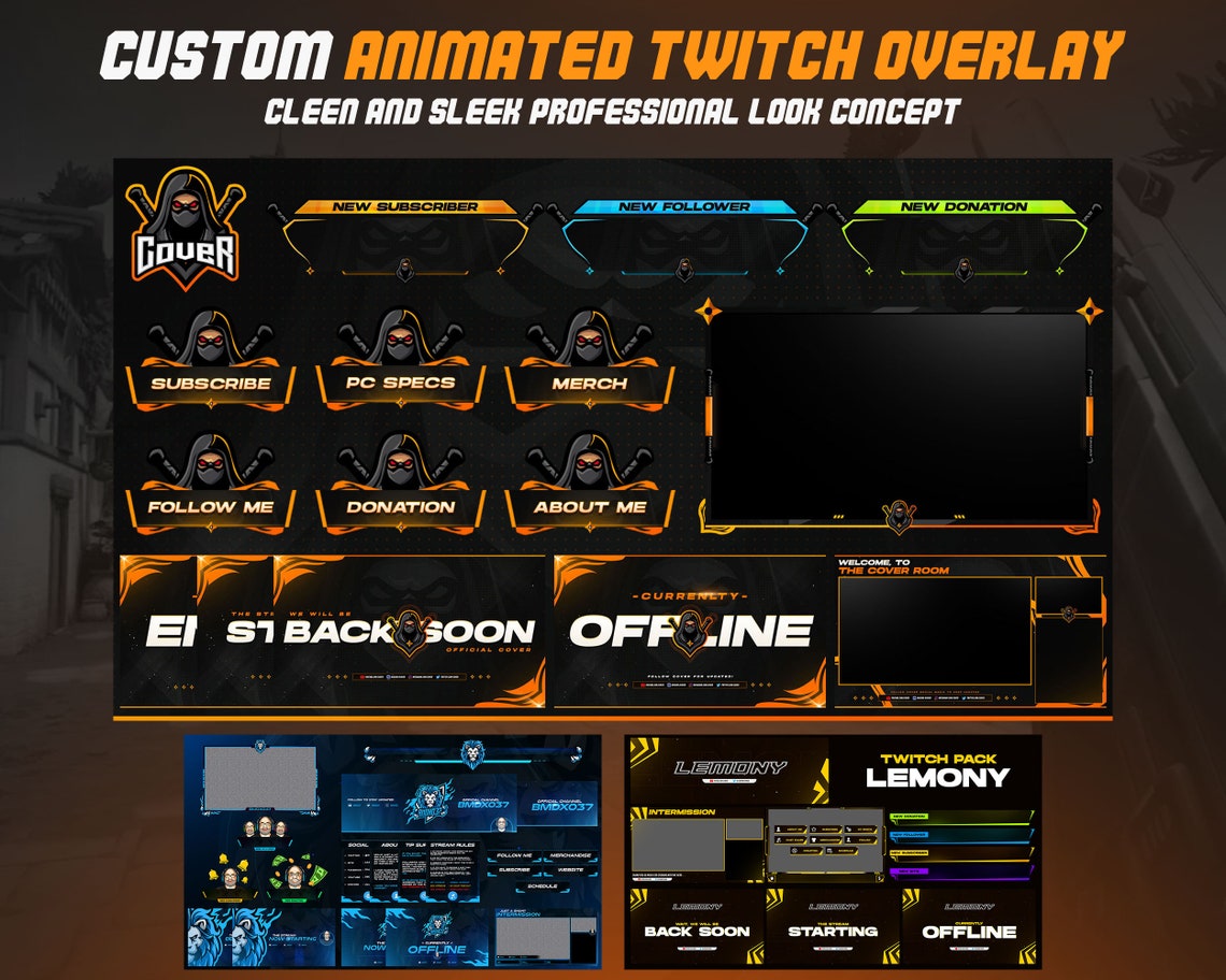 Custom Animated Twitch Overlay Package Stream Overlay/Twitch | Etsy