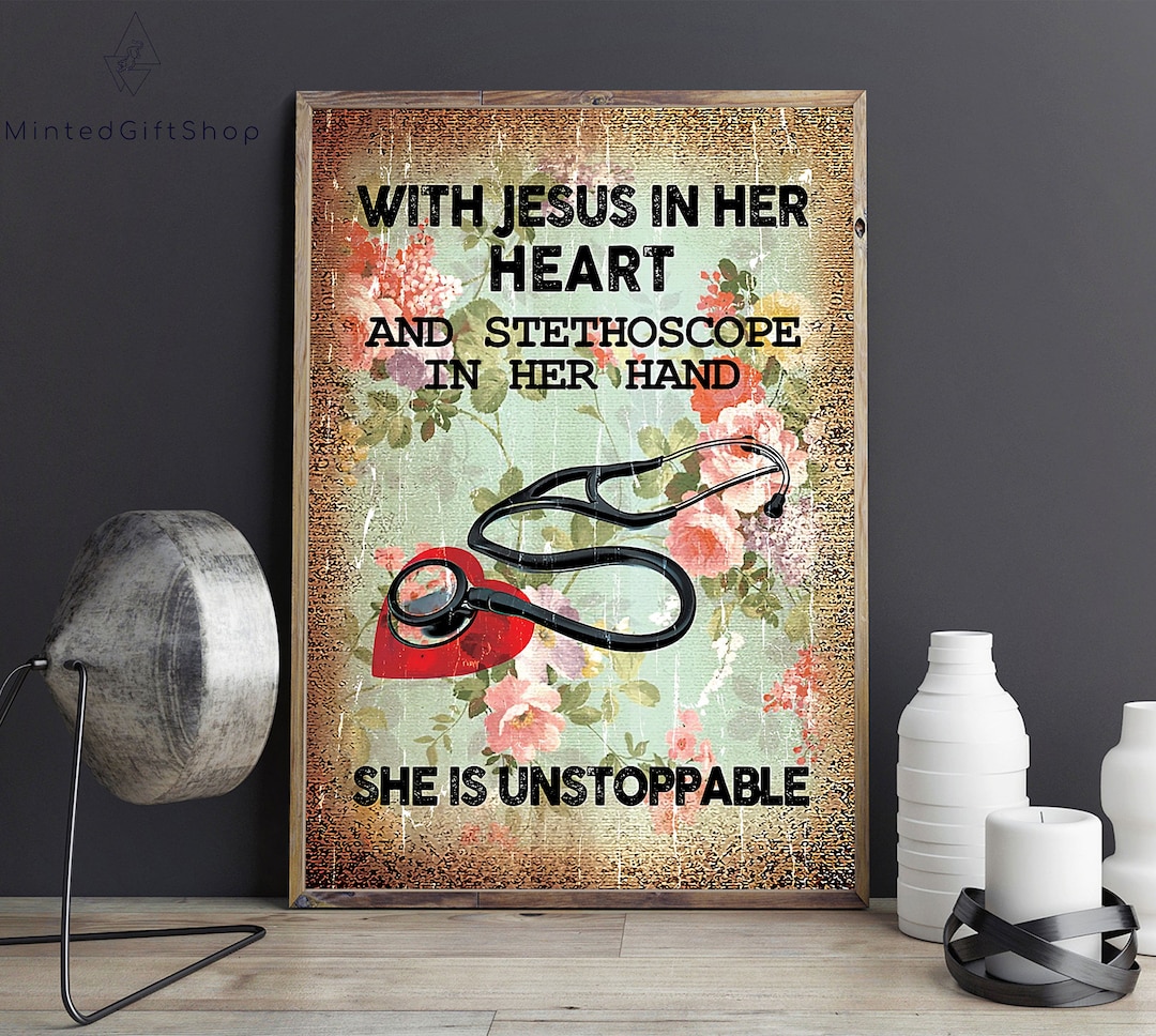 Nurse Poster/ With Jesus in Her Heart Poster/home Decor Wall Art/gift ...