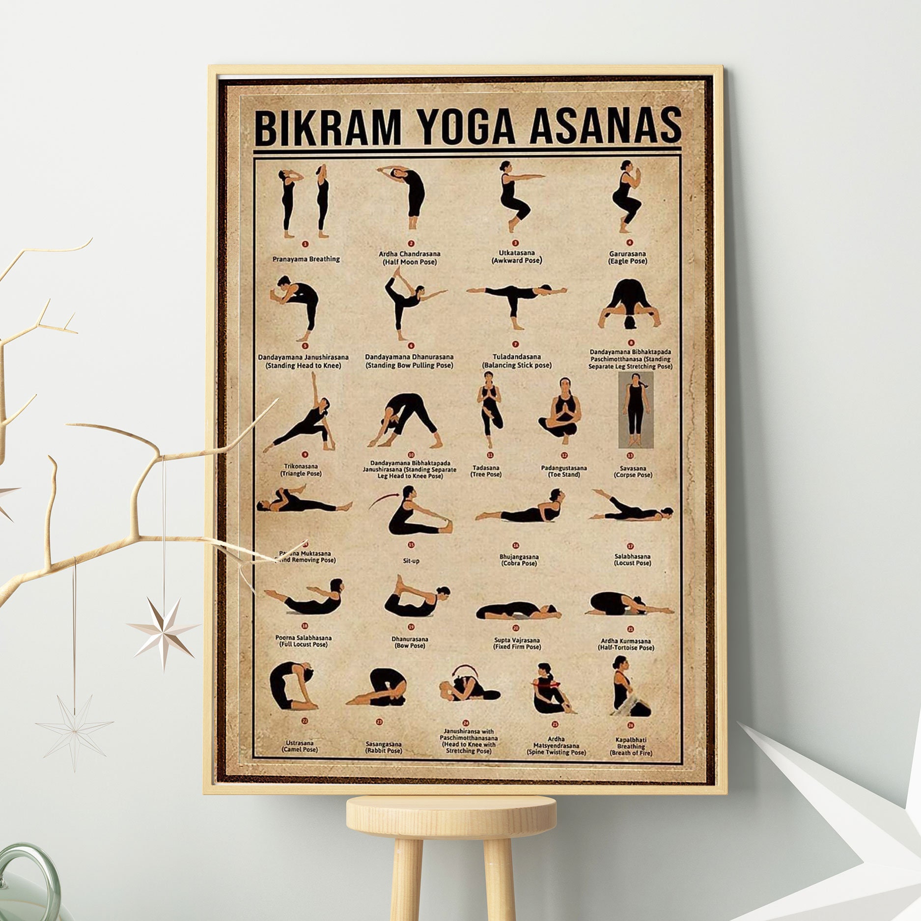 Yoga Poster, Bikram Yoga Asanas, Yoga Prints Poster, Vintage Posters ...