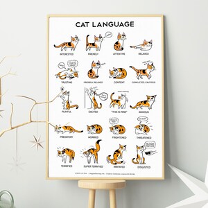 Cat Language Poster, Cat Printable Wall Art, Cats Sketch Art Print ...
