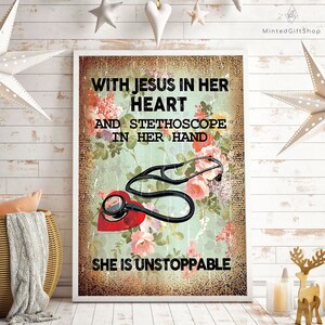 Nurse Poster/ With Jesus in Her Heart Poster/home Decor Wall Art/gift ...