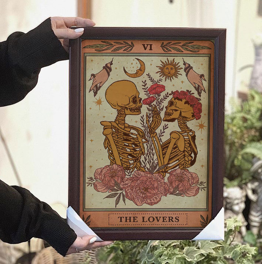 Skeleton Tarot Card The Lovers Poster Love Skull Poster The Lovers