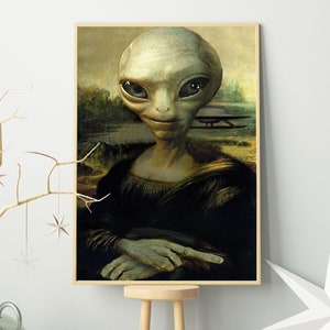 Funny Alien Poster/ UFO Wall Art/alien Art/ Alien Decor/space Wall Art ...