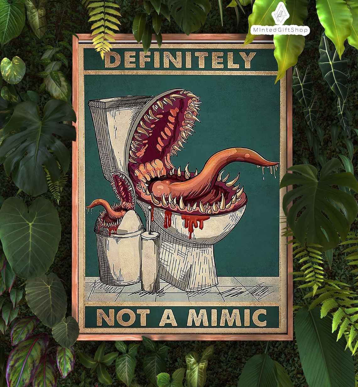 Definitely Not A Mimic Printed Poster, DND Poster, Bathroom Decor ...