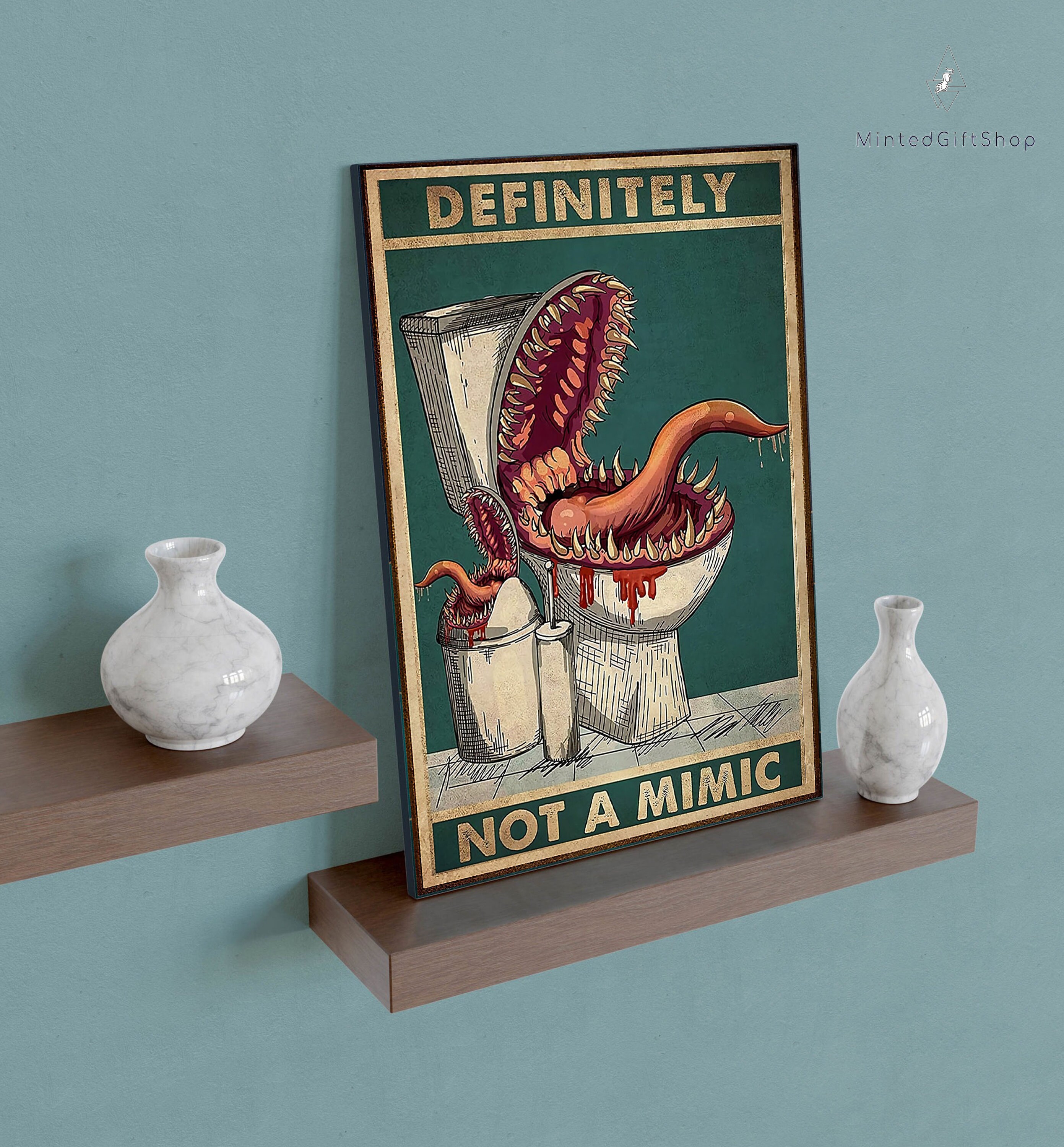 Definitely Not A Mimic Printed Poster, DND Poster, Bathroom Decor ...