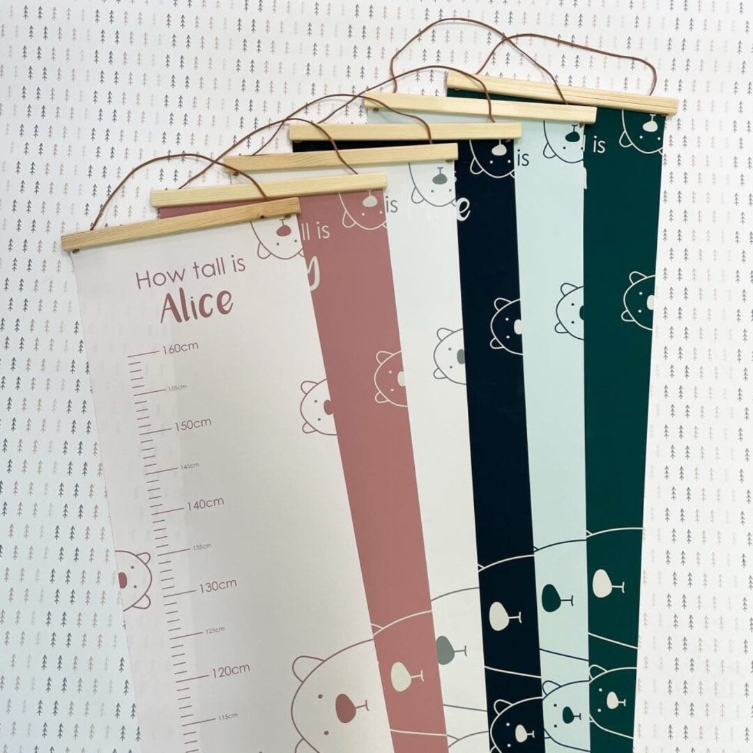 Personalised Bear Height Chart | 6 Colour Options | Customised ...
