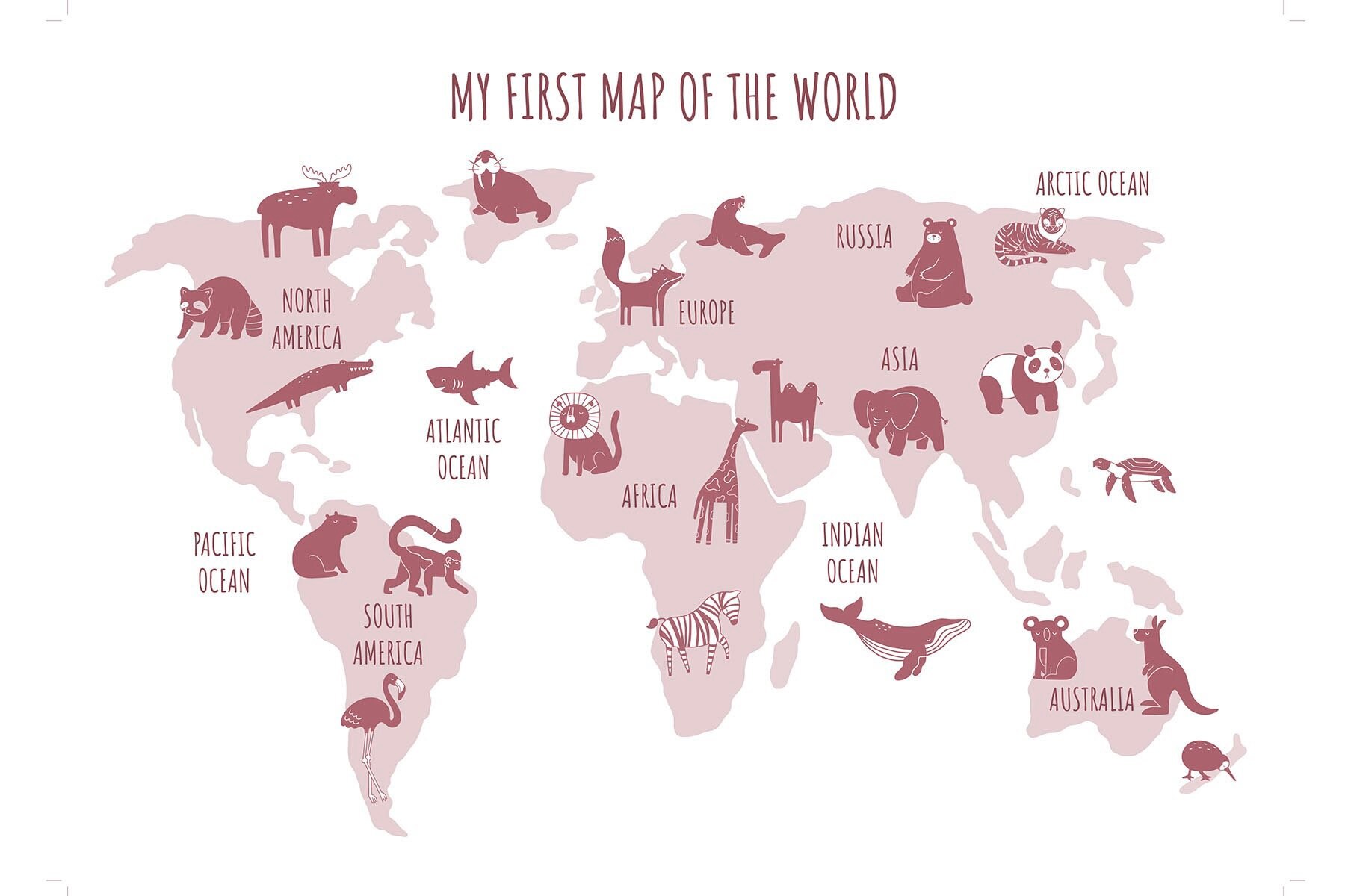 My First Map of the World Poster | Nursery Prints | Nursery Deco | Baby ...