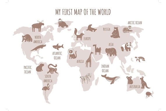 My First Map of the World Poster Nursery Prints Nursery - Etsy