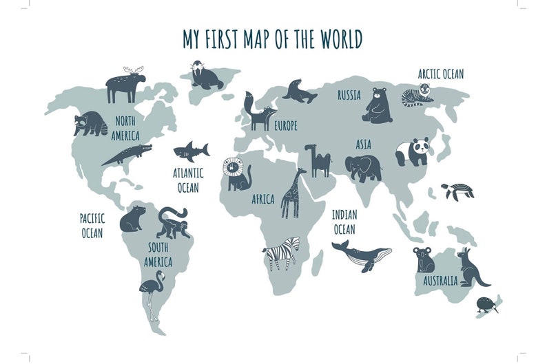 My First Map of the World Poster Nursery Prints Nursery - Etsy