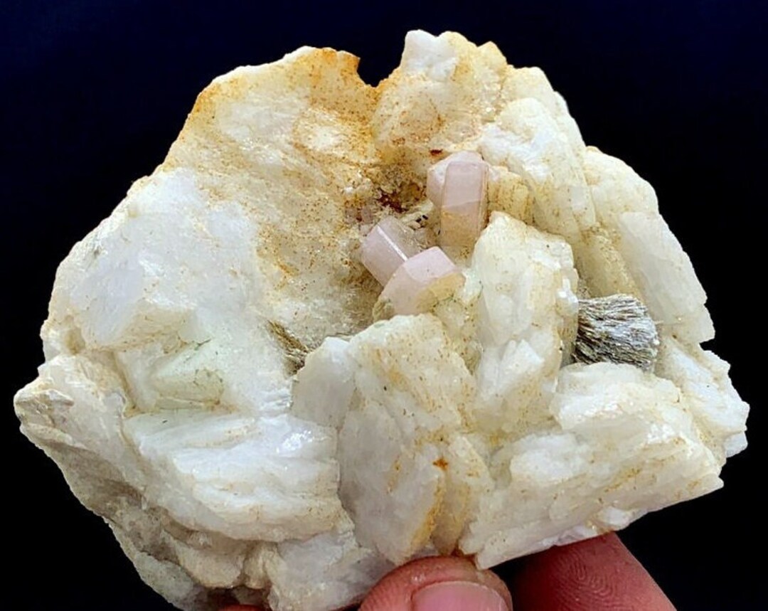 208 Grams Lovely Natura Lite Pink Apatite Crystals on Feldspar Specimen ...