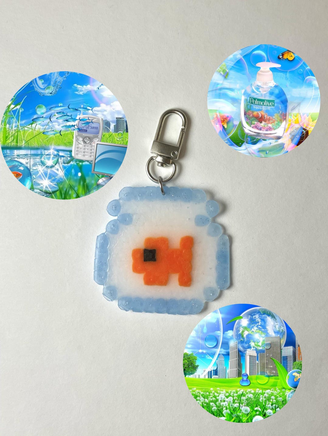 Handmade Frutiger Aero Fish Keychain Bag Charm Aqua Heiisei Retro ...