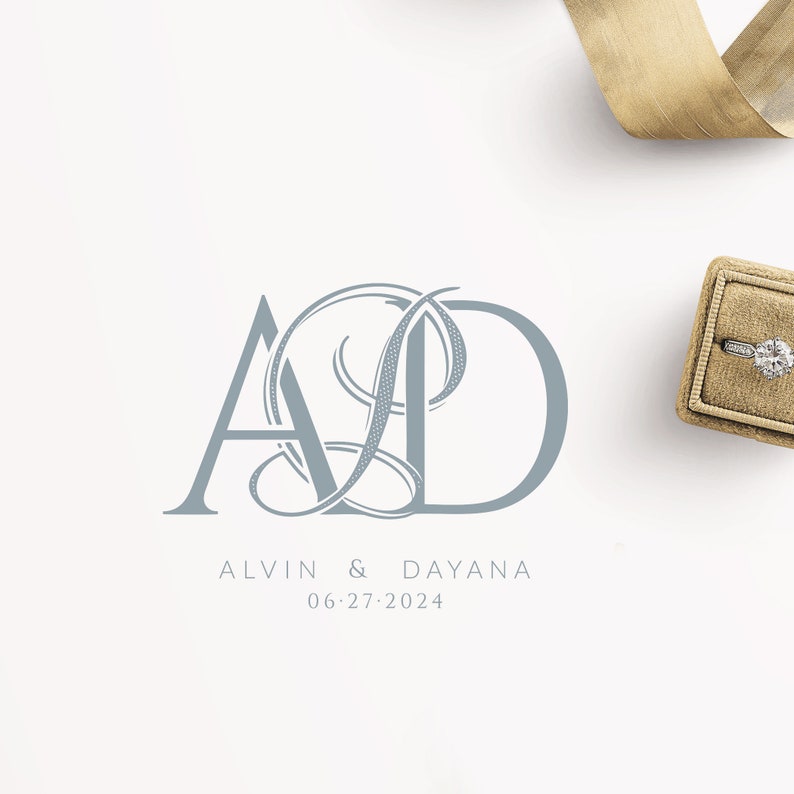 3 Letter Wedding Monogram, Three Letters Monogram Logo, 3 Letters ...