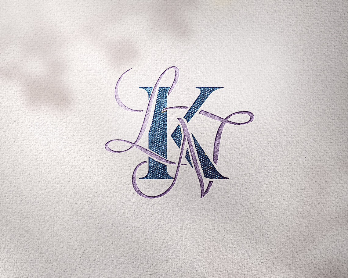 3 Letter Colorful Wedding Monogram, 3 Letters Monogram Logo With Colors ...